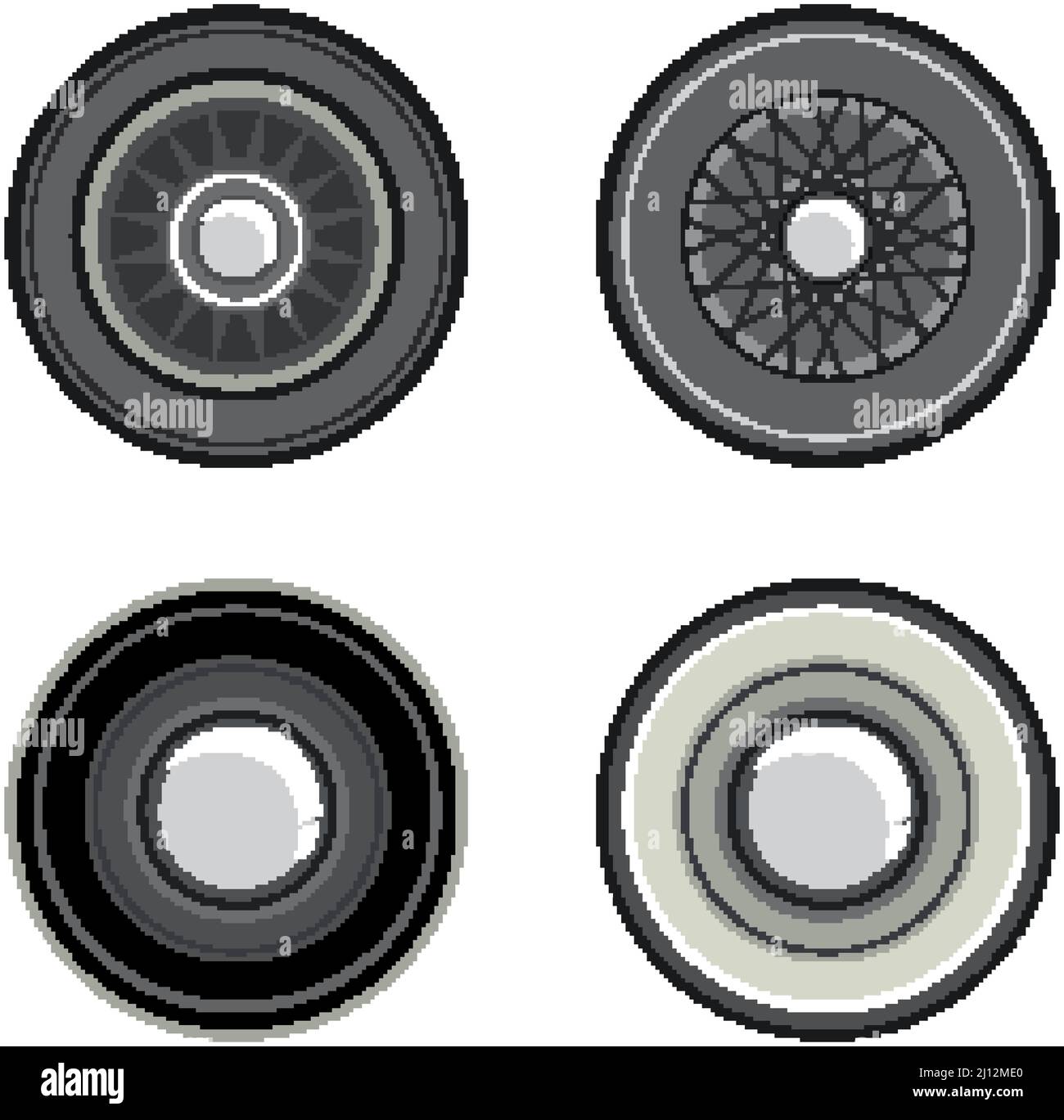 Set of different classic car wheels illustration Stock Vector Image ...
