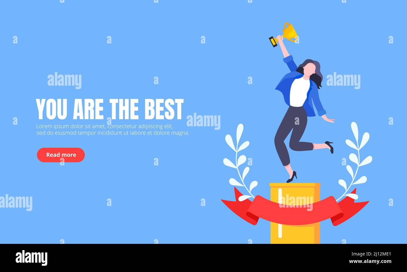 Best worker employee winner with trophy cup inside award ribbon and ...