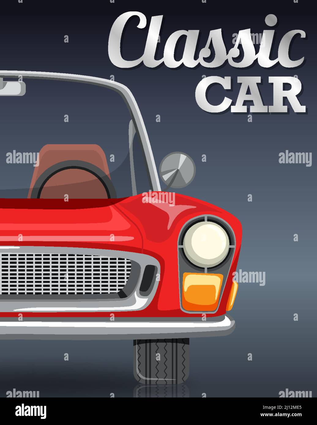 Classic car typography design with classic car on gray background ...