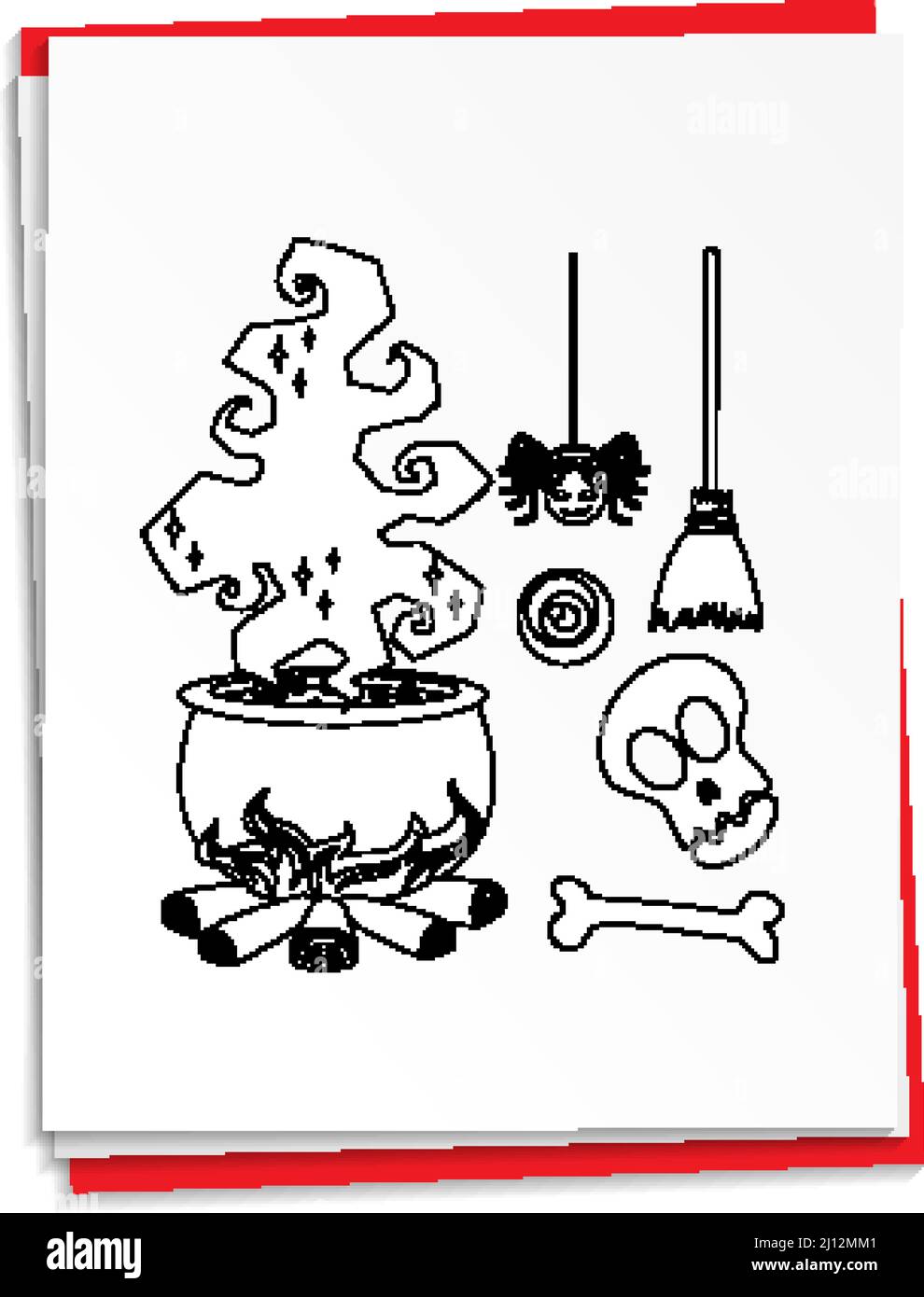 Hand drawn halloween object on paper illustration Stock Vector Image ...