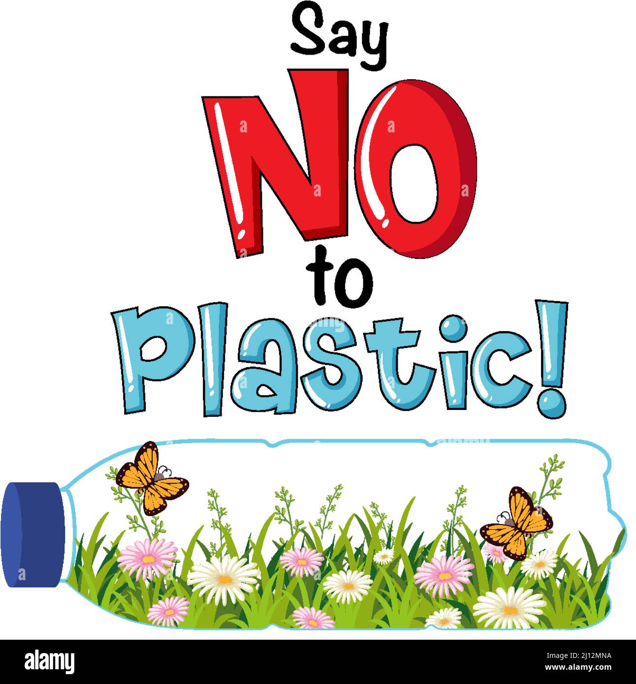 Say no to plastic typography design illustration Stock Vector Image ...