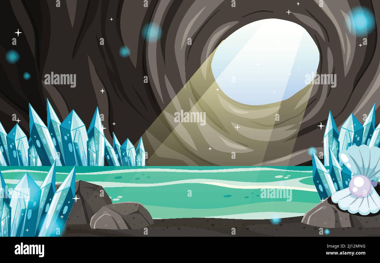 Inside cave landscape in cartoon style illustration Stock Vector Image ...