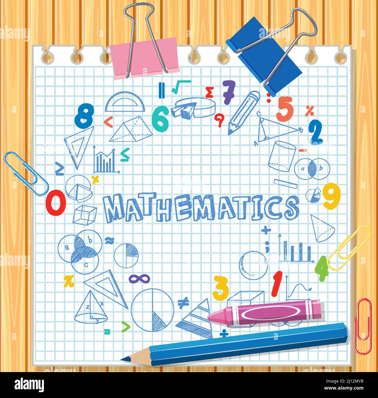 Doodle math formula with Mathematics font on wood board illustration ...