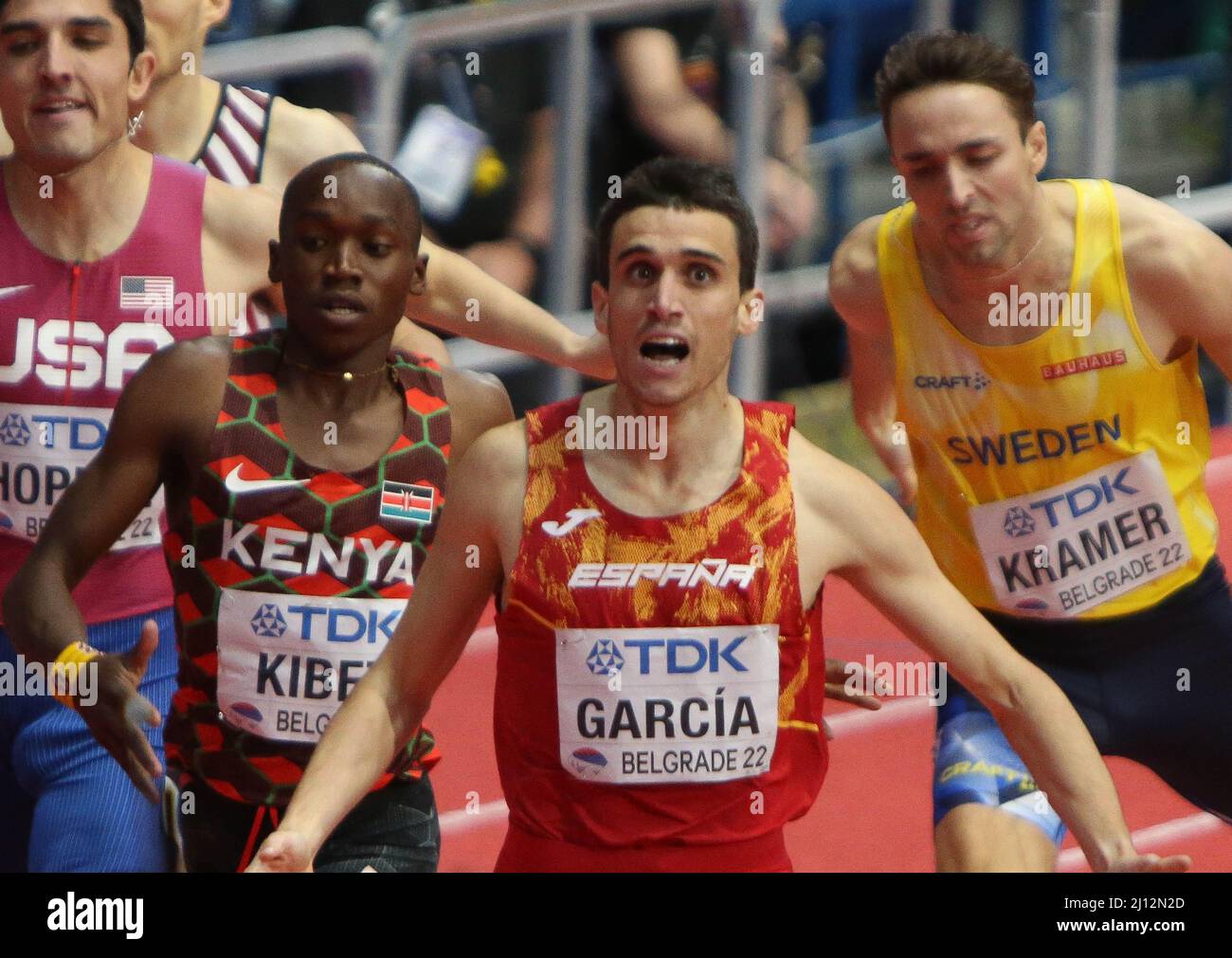 Mariano GARCÍA of Spain , Noah KIBET of Kenya and Bryce HOPPEL of USA Finale 800 M Men during ...