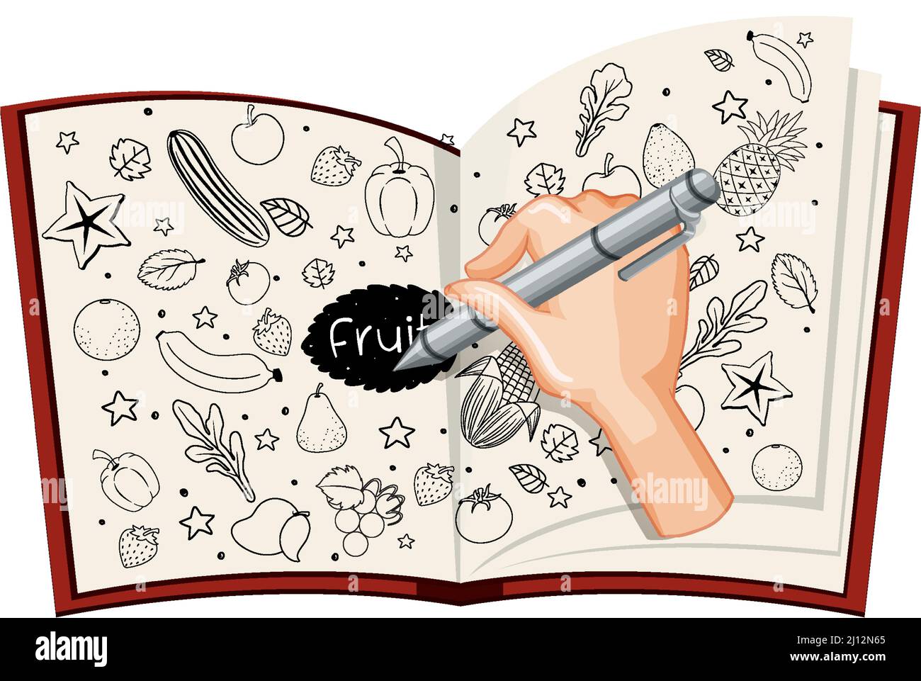 Hand drawn doodle icons on book illustration Stock Vector Image & Art ...