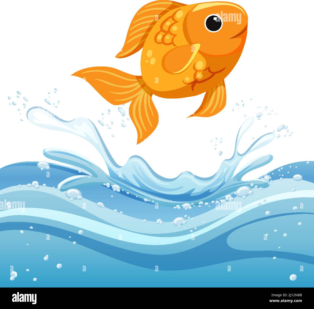 A water splash with goldfish on white background illustration Stock ...