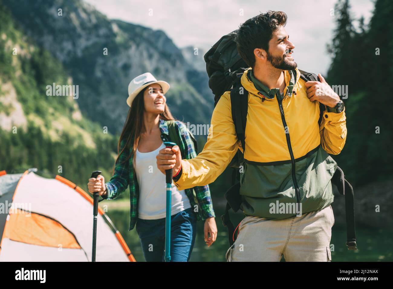Group of happy friends enjoying outdoor activity together Stock Photo ...