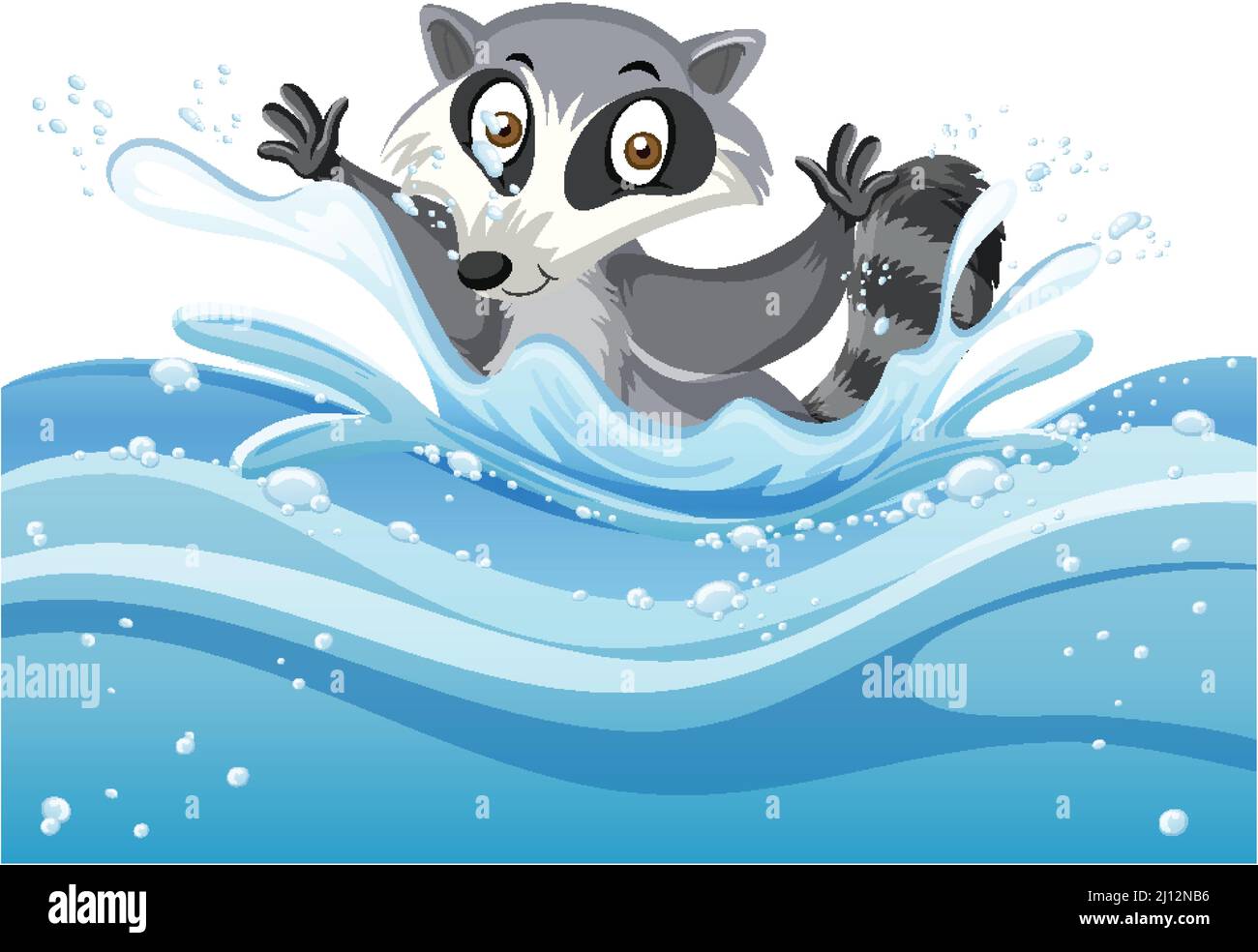 A water splash with raccoon on white background illustration Stock ...