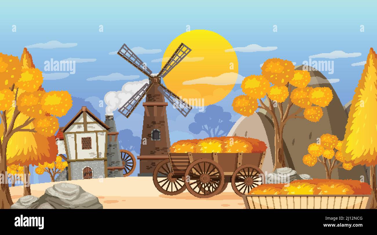 Medieval farming drawing Stock Vector Images - Alamy