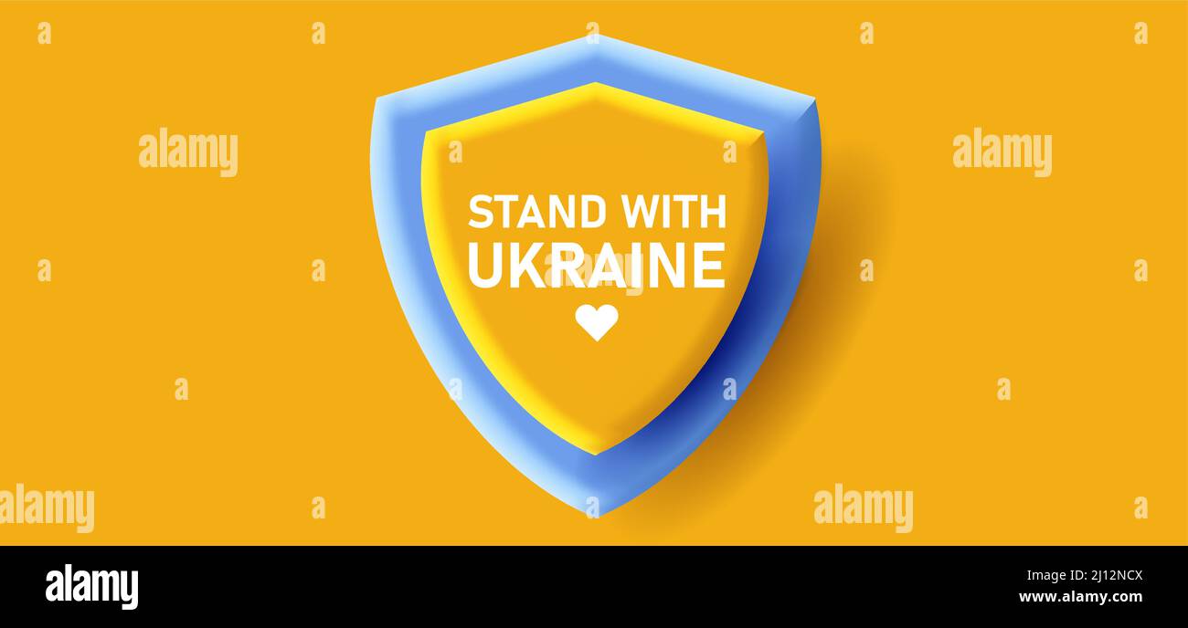 Stand with ukraine 3d shield, protection of nation from agression Stock ...
