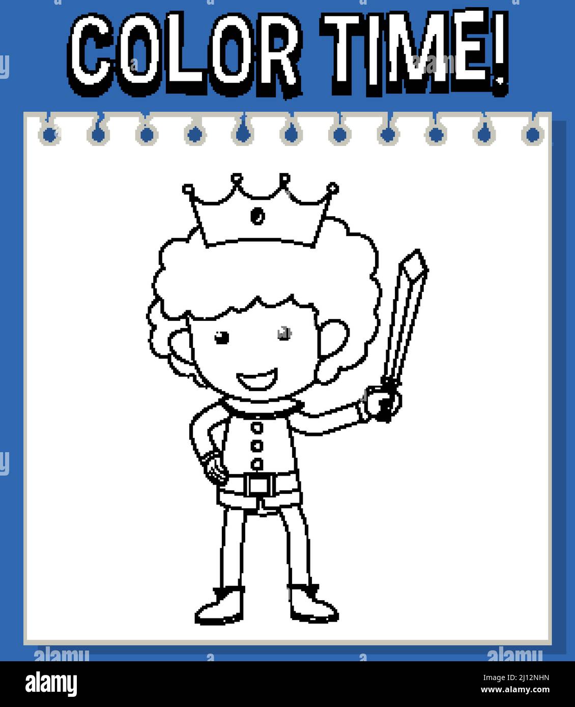 Worksheets template with color time! text and prince outline ...