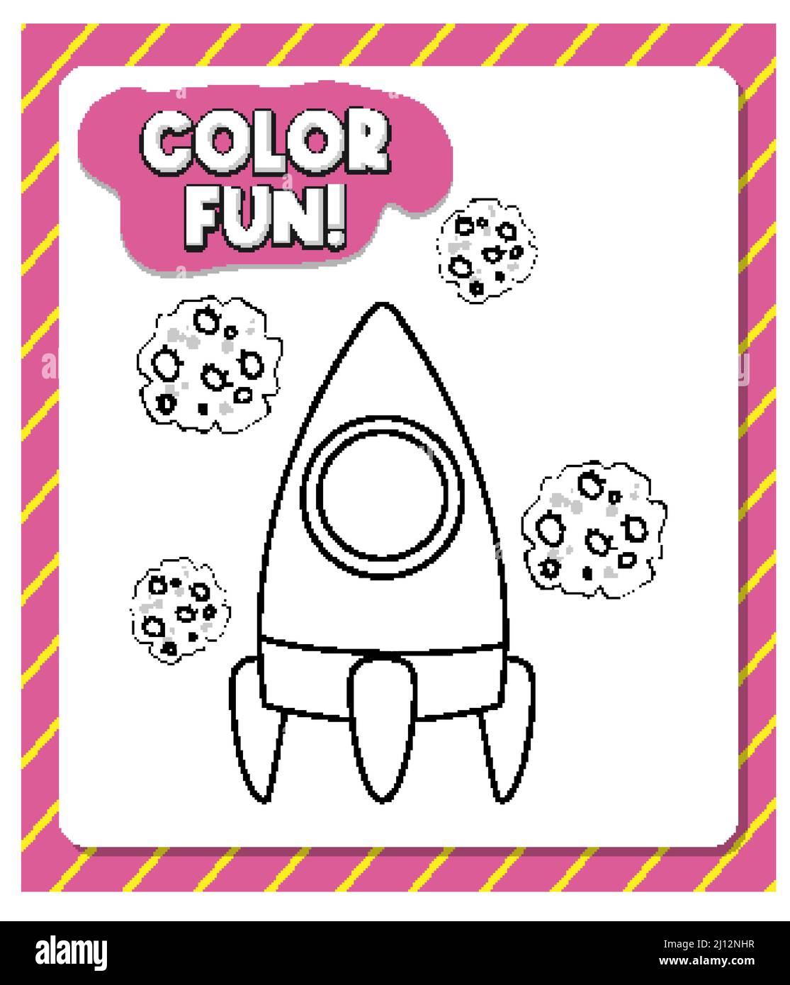 Worksheets template with color fun! text and rocket outline ...
