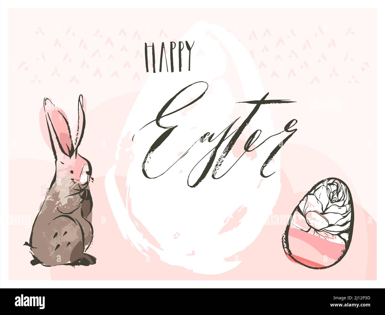 Hand drawn vector abstract graphic scandinavian Happy Easter cute ...