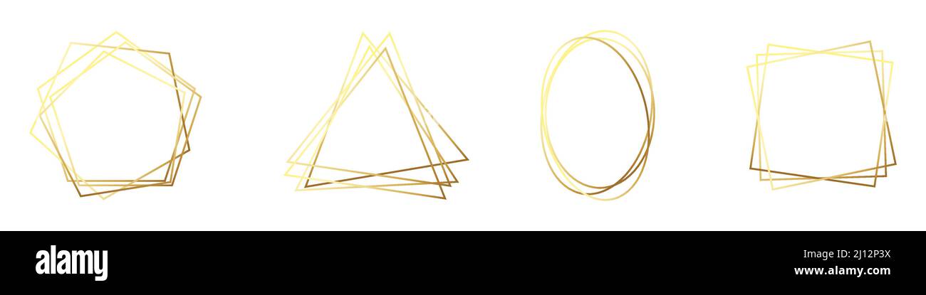 Gold polygonal frames. Abstract thin linear frames. Vector illustration ...
