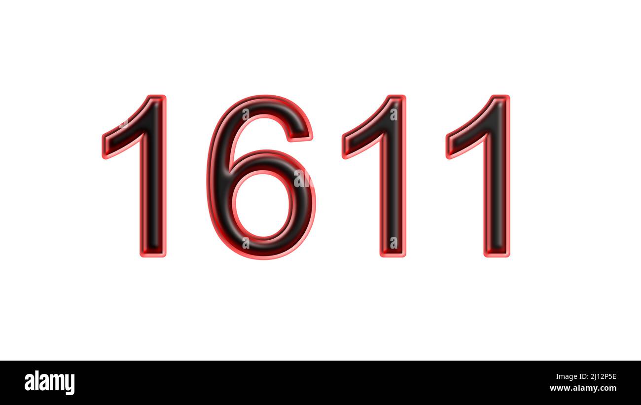 red 1611 number 3d effect white background Stock Photo - Alamy