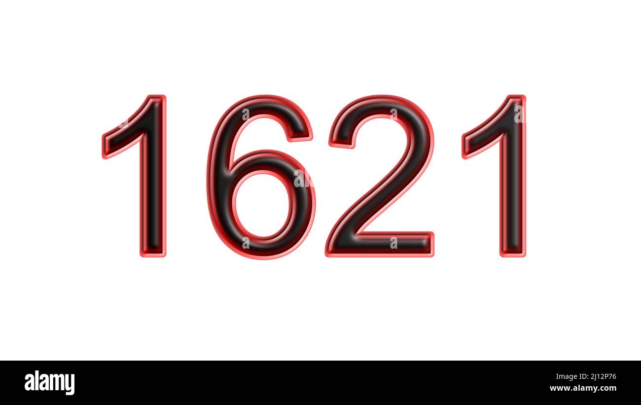 red 1621 number 3d effect white background Stock Photo - Alamy