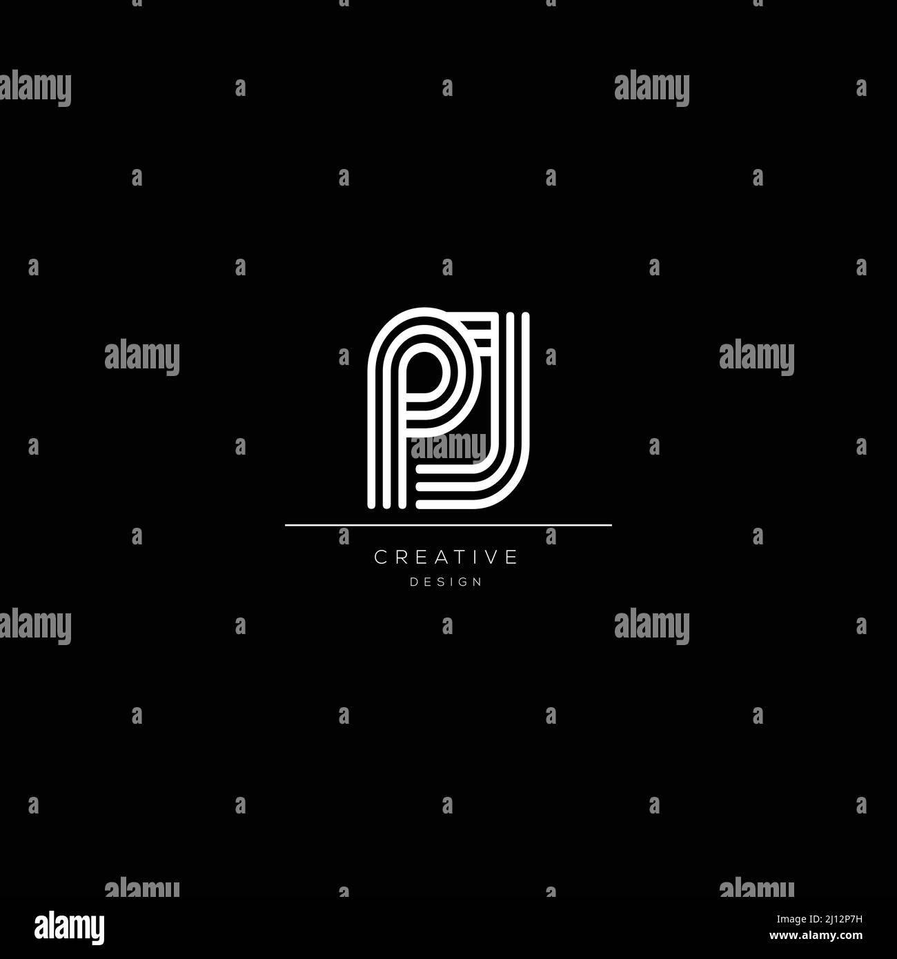 Abstract premium linear letter PJ logo icon design modern minimal style ...