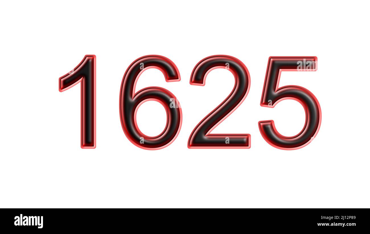 red 1625 number 3d effect white background Stock Photo - Alamy
