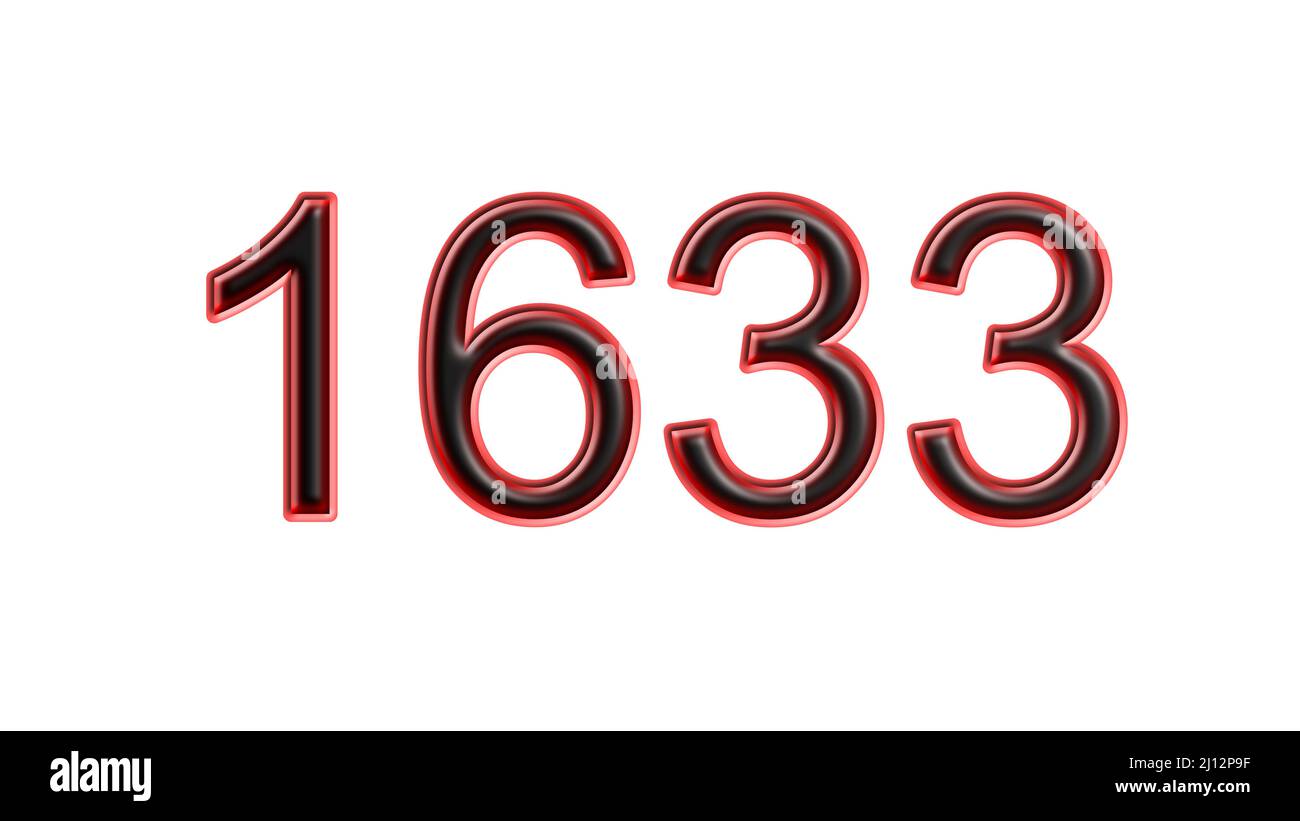 red 1633 number 3d effect white background Stock Photo - Alamy