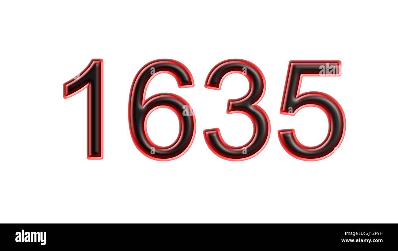 red 1635 number 3d effect white background Stock Photo - Alamy