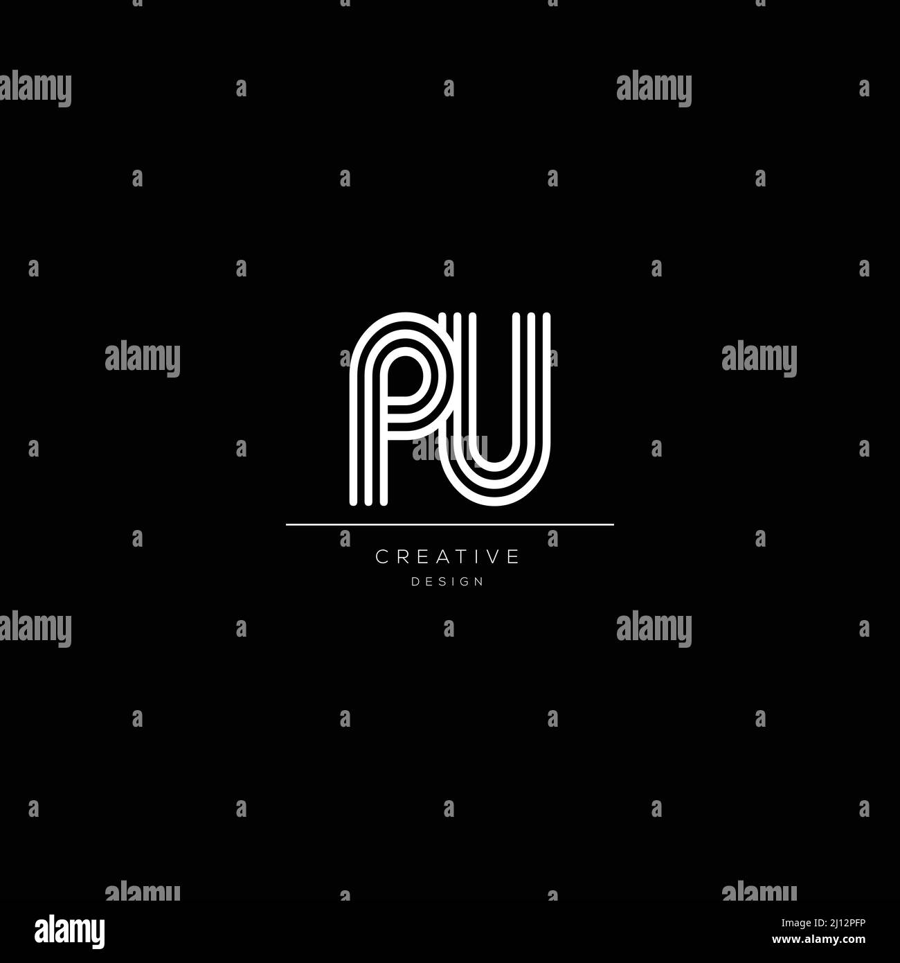 Abstract premium linear letter PU logo icon design modern minimal style ...