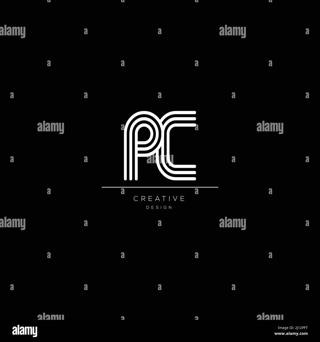 Abstract premium linear letter PC logo icon design modern minimal style ...