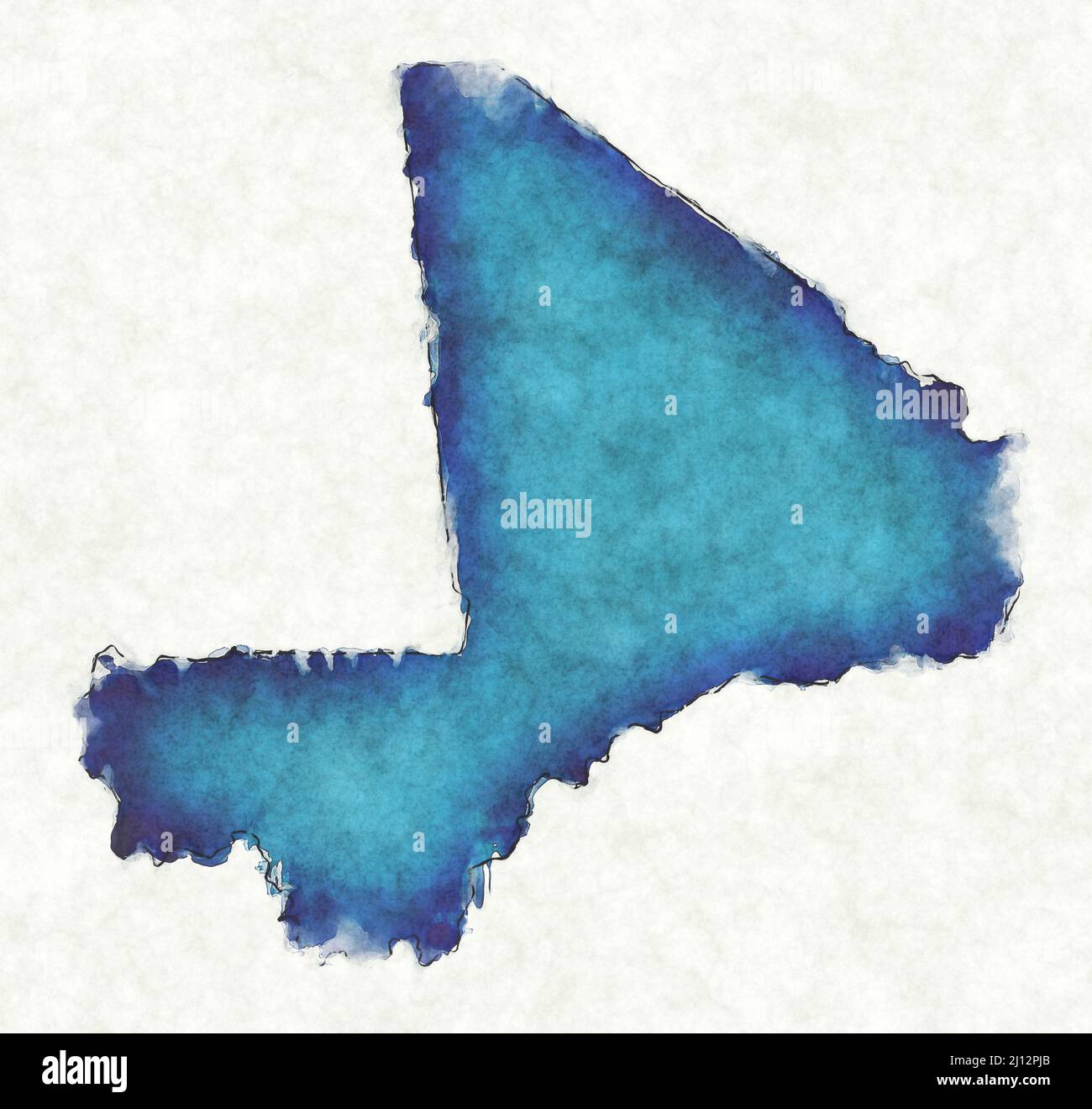 Mali map with drawn lines and blue watercolor illustration Stock Photo ...