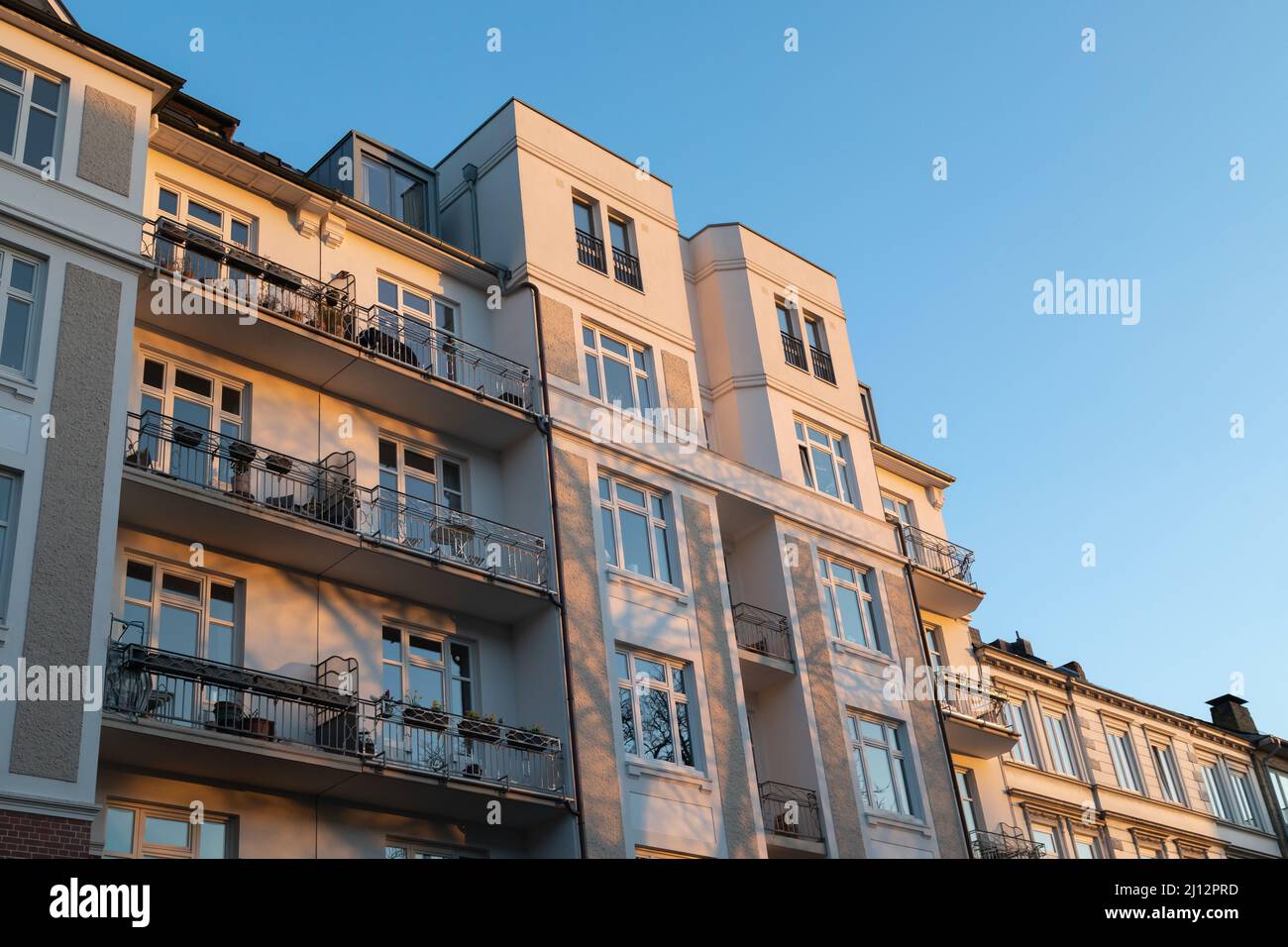 old residential building in hamburg with an addition Stock Photo - Alamy