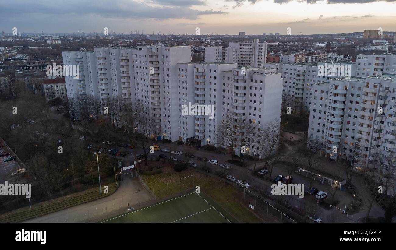 aerial view of a high rise settlement in Hamburg Stock Photo - Alamy