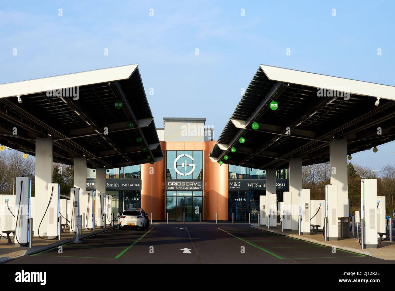 A general view at Gridserve the UK's first electric forecourt, Braintree, Essex Stock Photo - Alamy