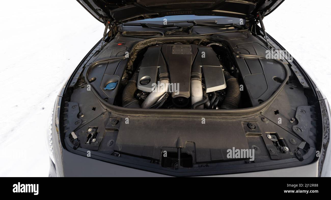 Cleaning, washing with a special composition of the engine compartment ...