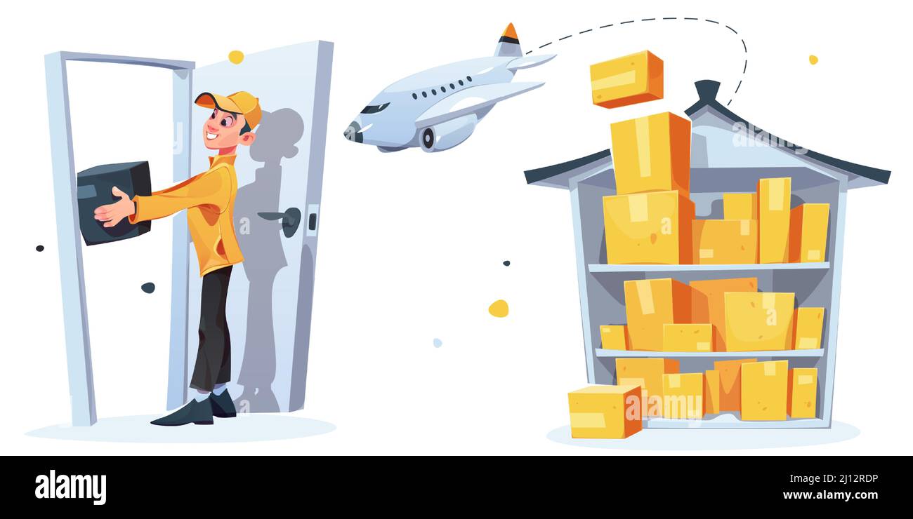 Delivery service logistic, express shipping. Vector cartoon ...