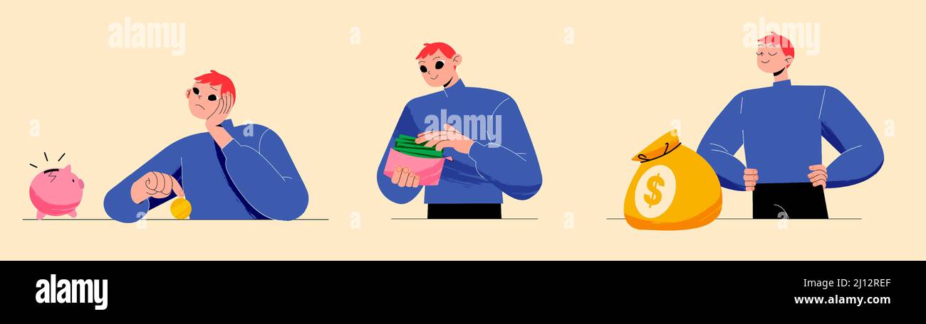 Financial crisis or wealth, family budget, bankruptcy and savings ...