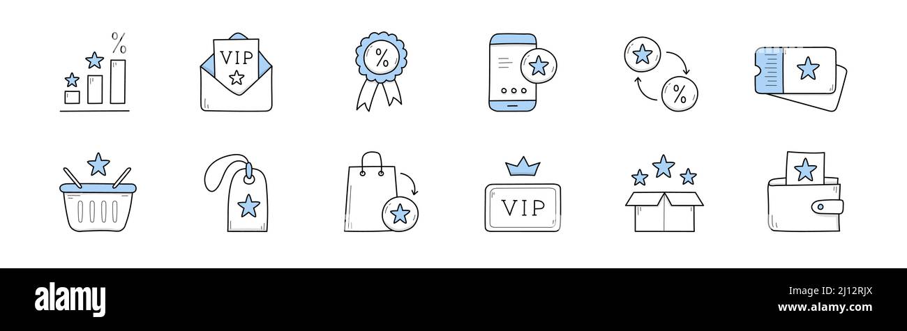 Loyalty program icons, customer reward, bonus, discount card. Vector ...