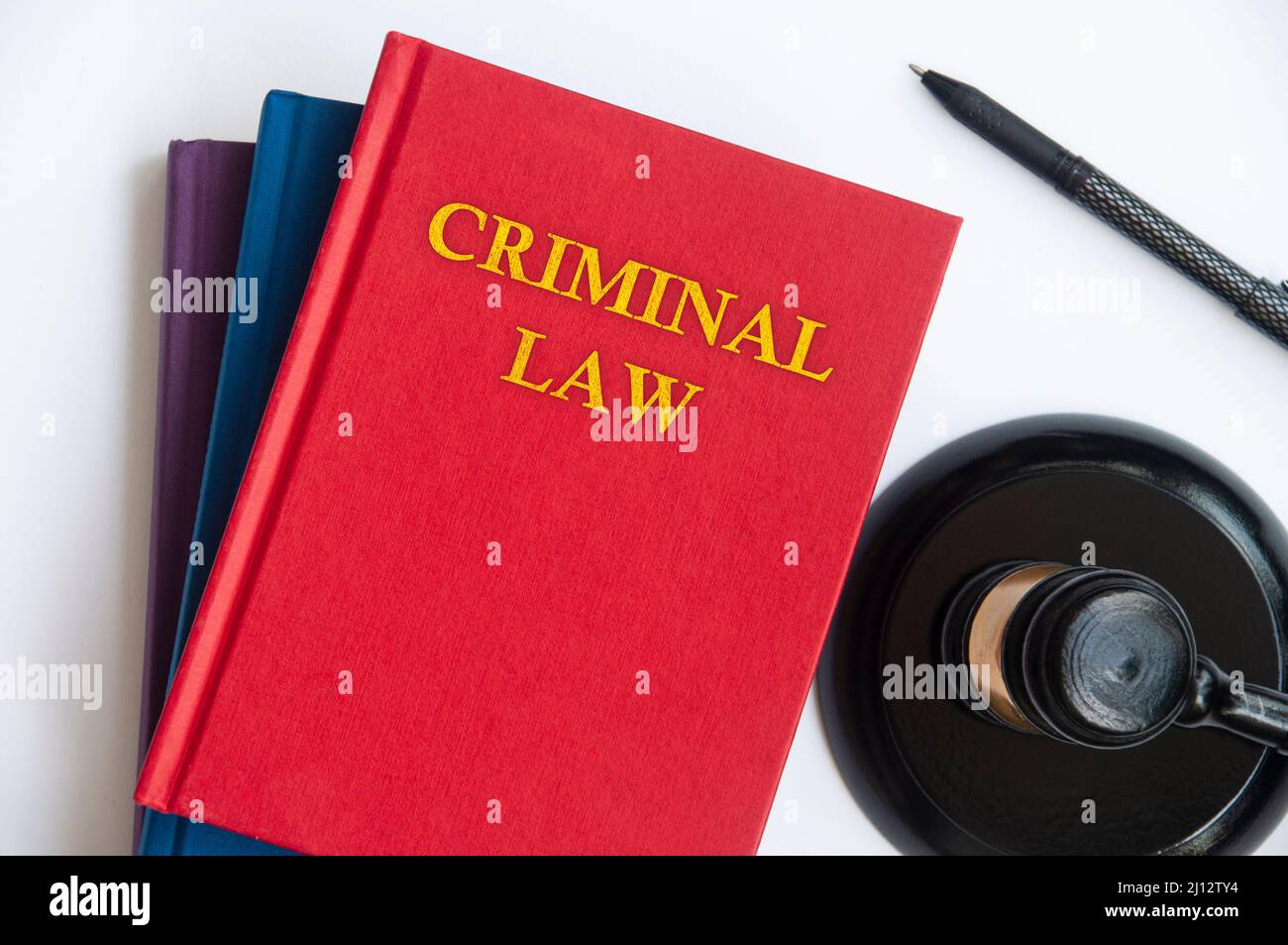 Top view of Criminal Law book with gavel on white background. Law ...