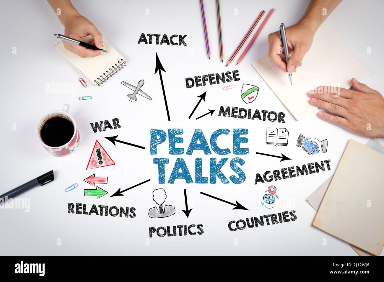 Peace talks Concept. The meeting at the white office table Stock Photo ...