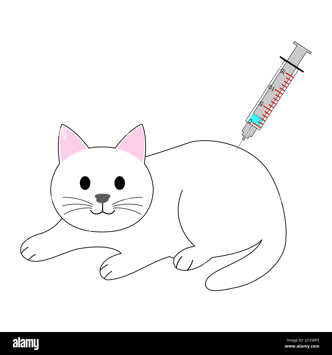 A white cat with a syringe for a vaccination Stock Photo - Alamy