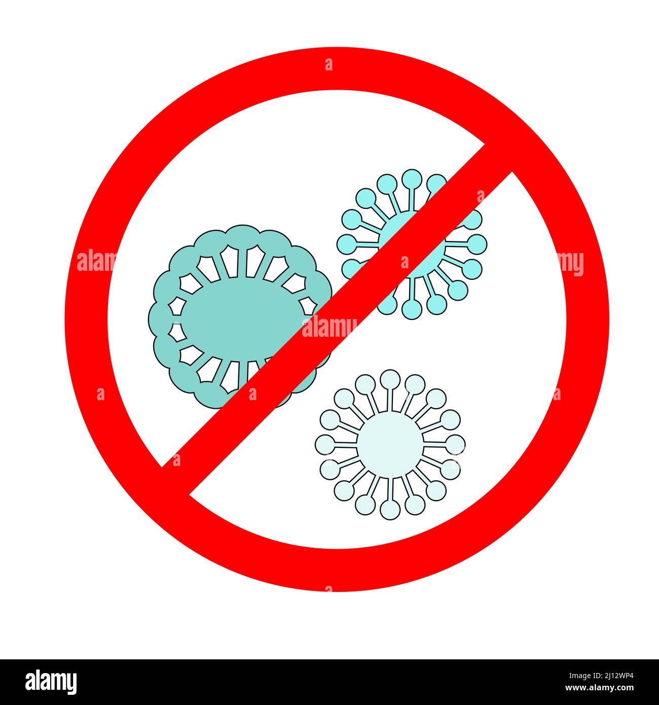 virus icons with a warning sign Stock Photo - Alamy