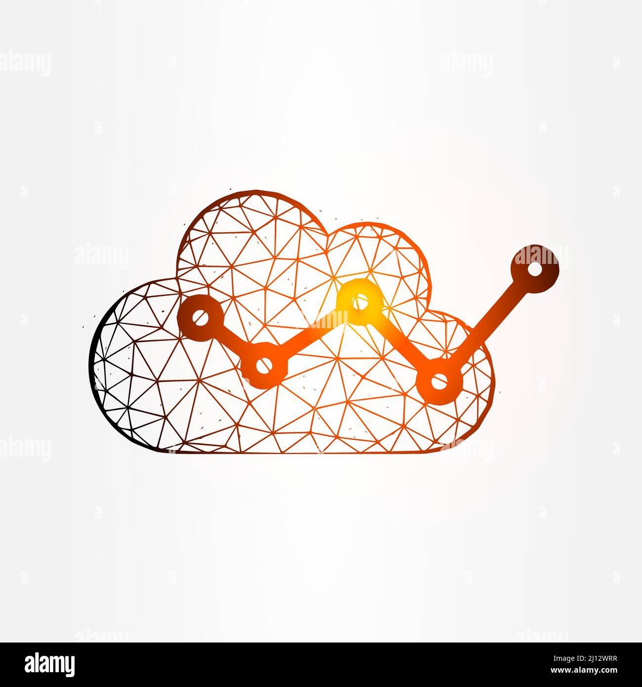 Cloud analytics polygonal vector illustration isolated on white ...