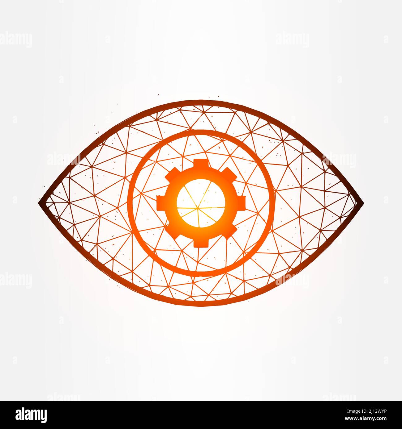 Eye with gear polygonal vector illustration isolated on white ...