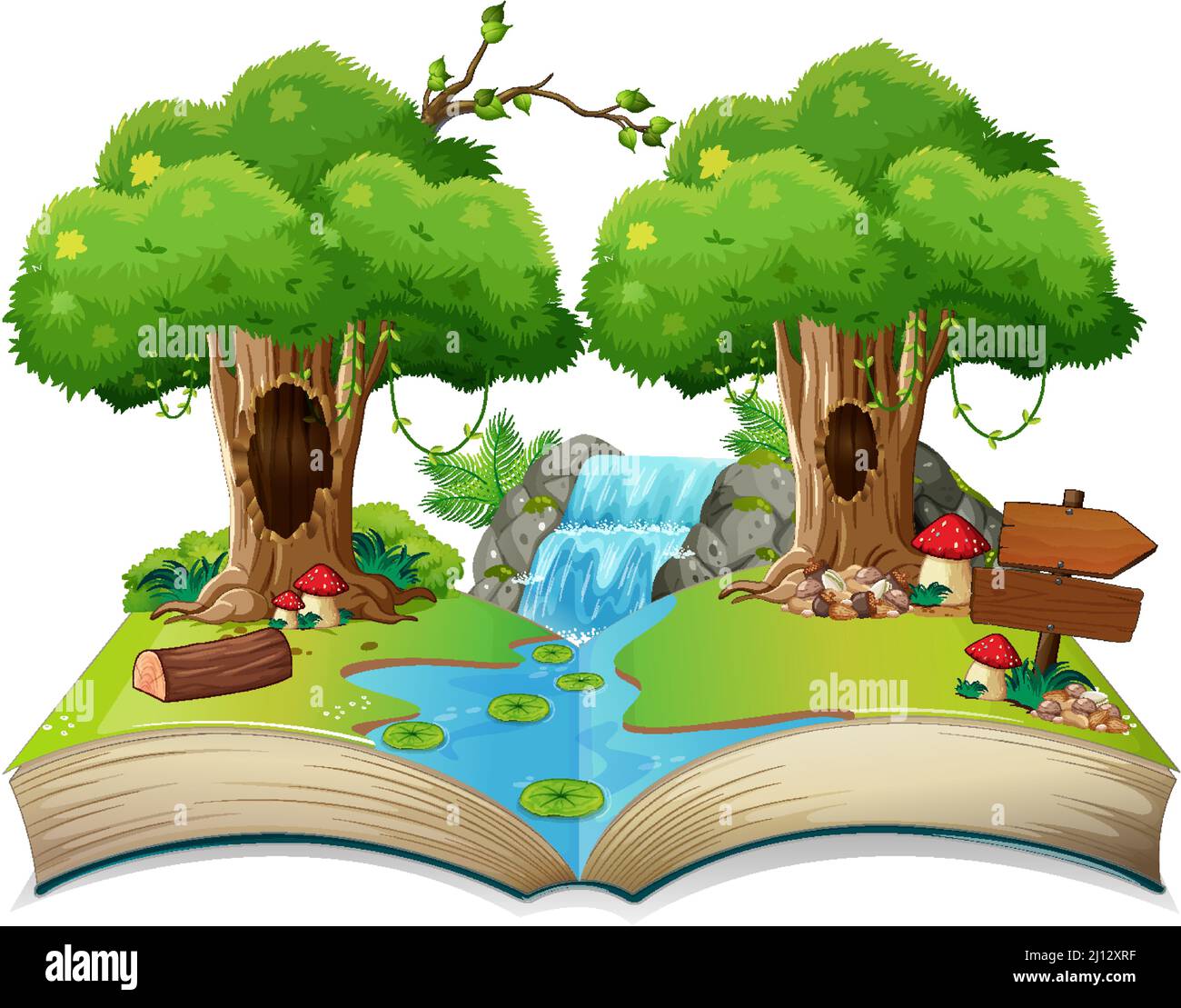 Open book with nature landscape illustration Stock Vector Image & Art ...