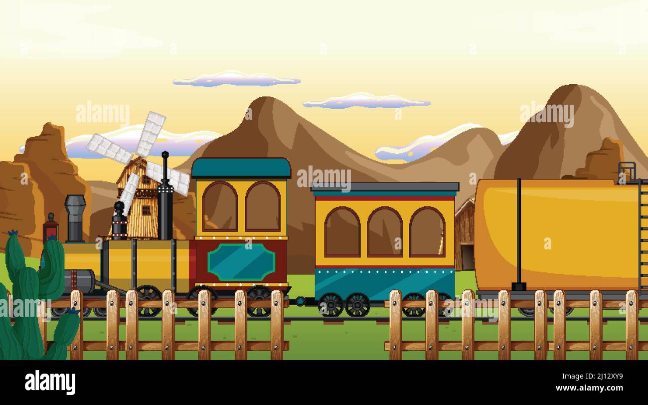 Train with natural scene illustration Stock Vector Image & Art - Alamy