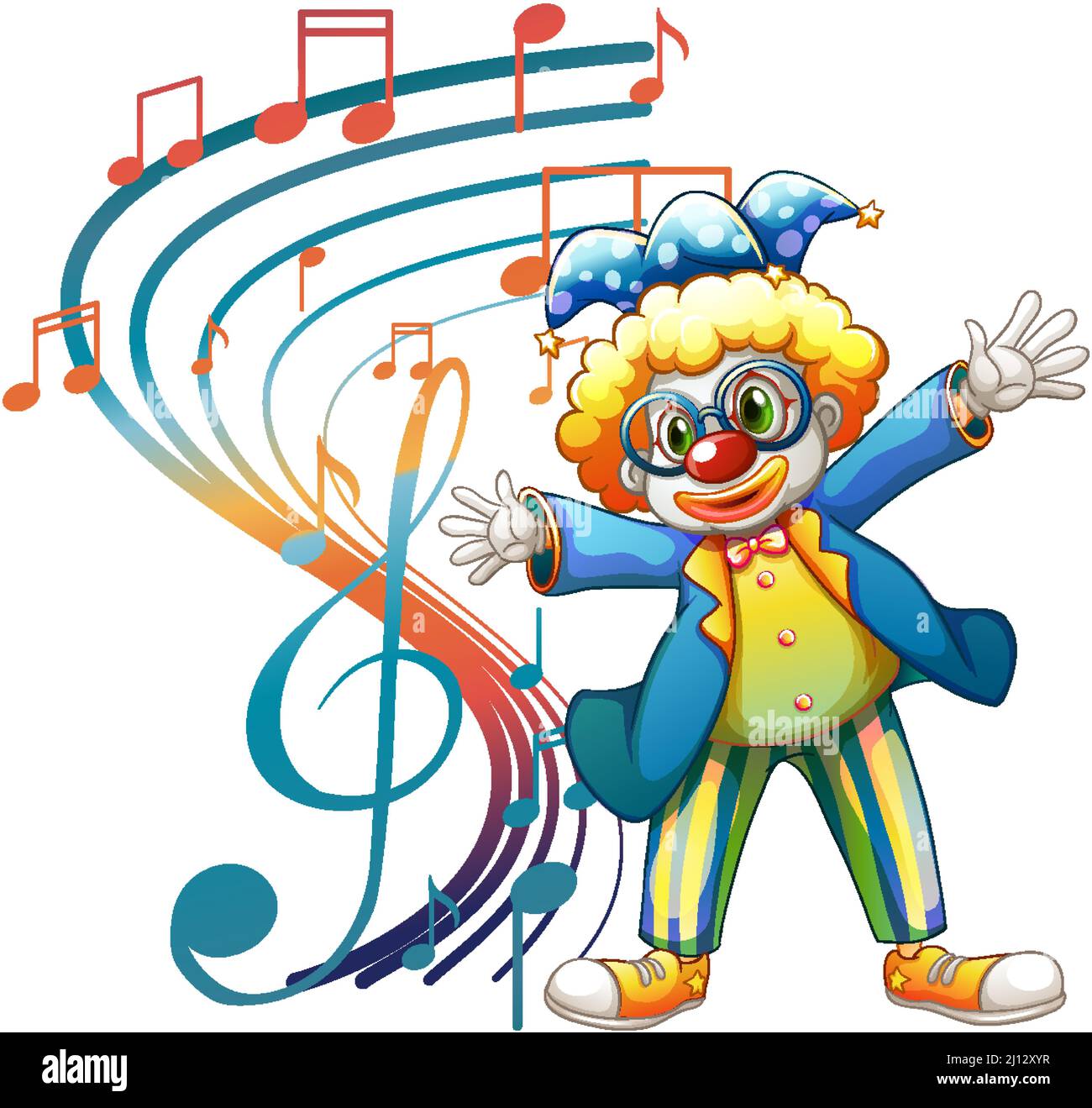 Clown cartton character with music note illustration Stock Vector Image ...