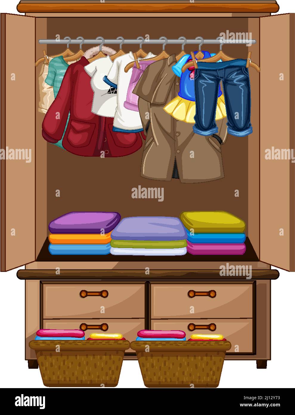 Many clothes in wardrobe illustration Stock Vector Image & Art - Alamy