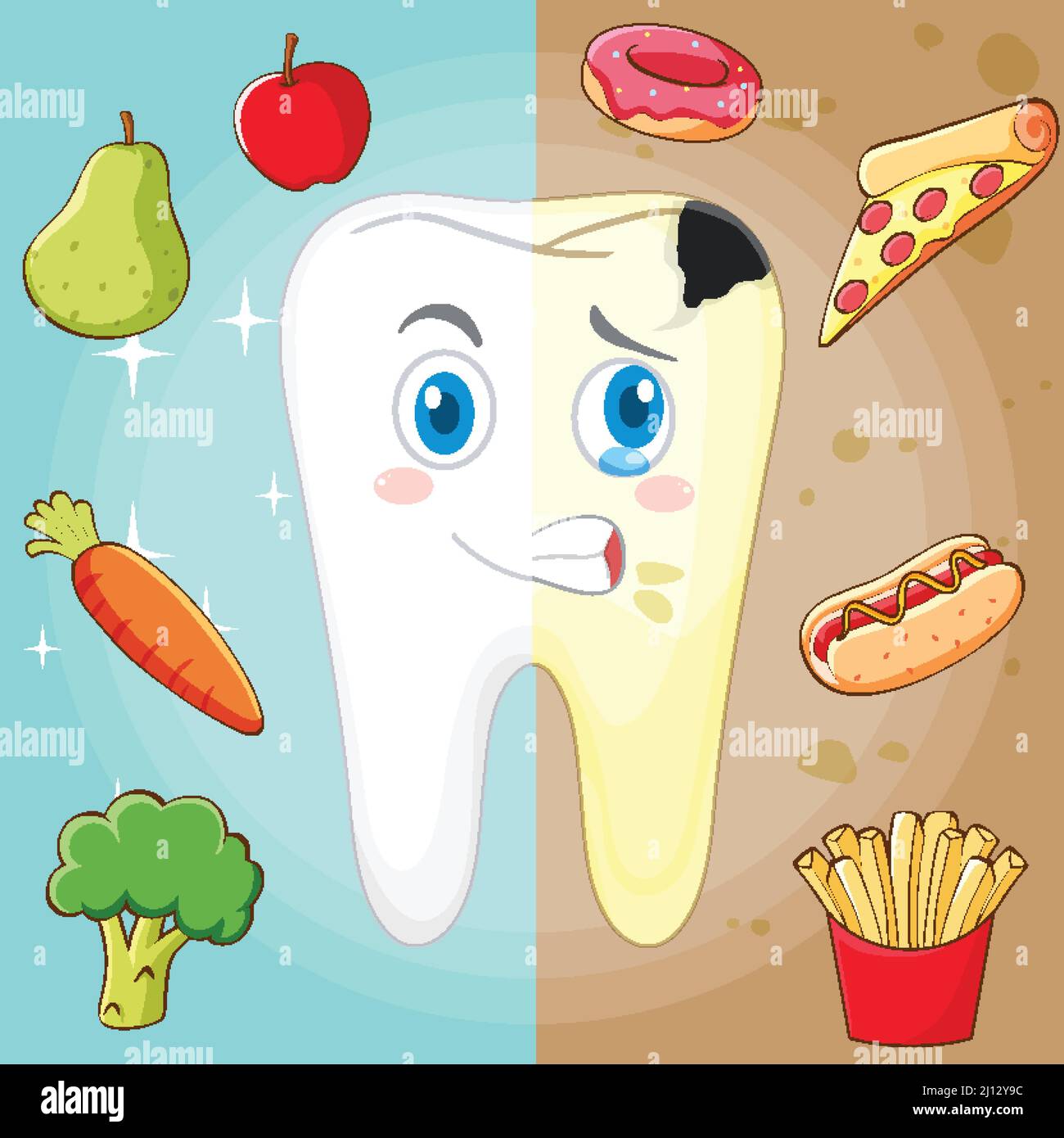 Poster of healthy tooth and tooth decay illustration Stock Vector Image ...