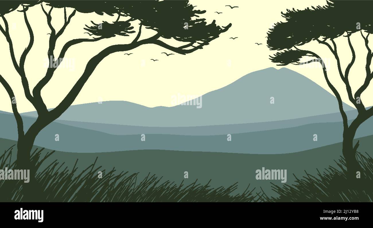 Silhouette shadow of forest scene illustration Stock Vector Image & Art ...