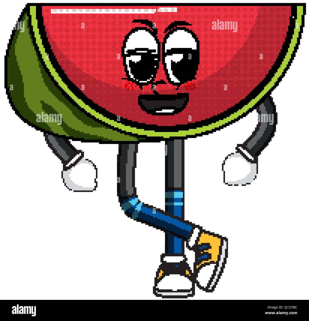 A watermelon cartoon character on white background illustration Stock ...