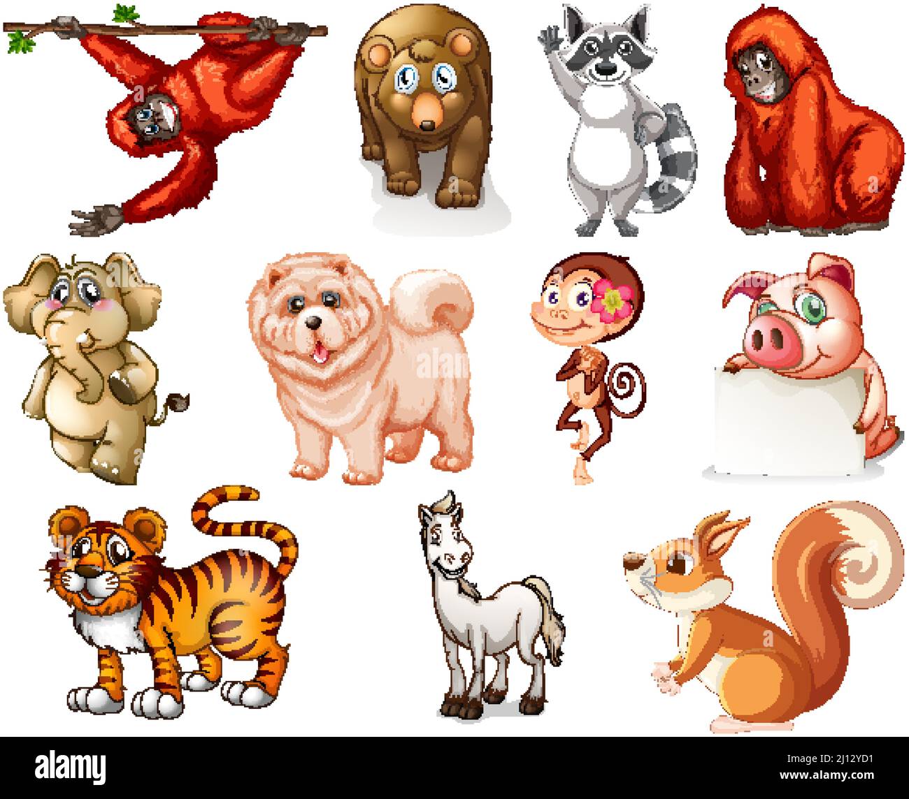 Set of animal cartoon character illustration Stock Vector Image & Art ...