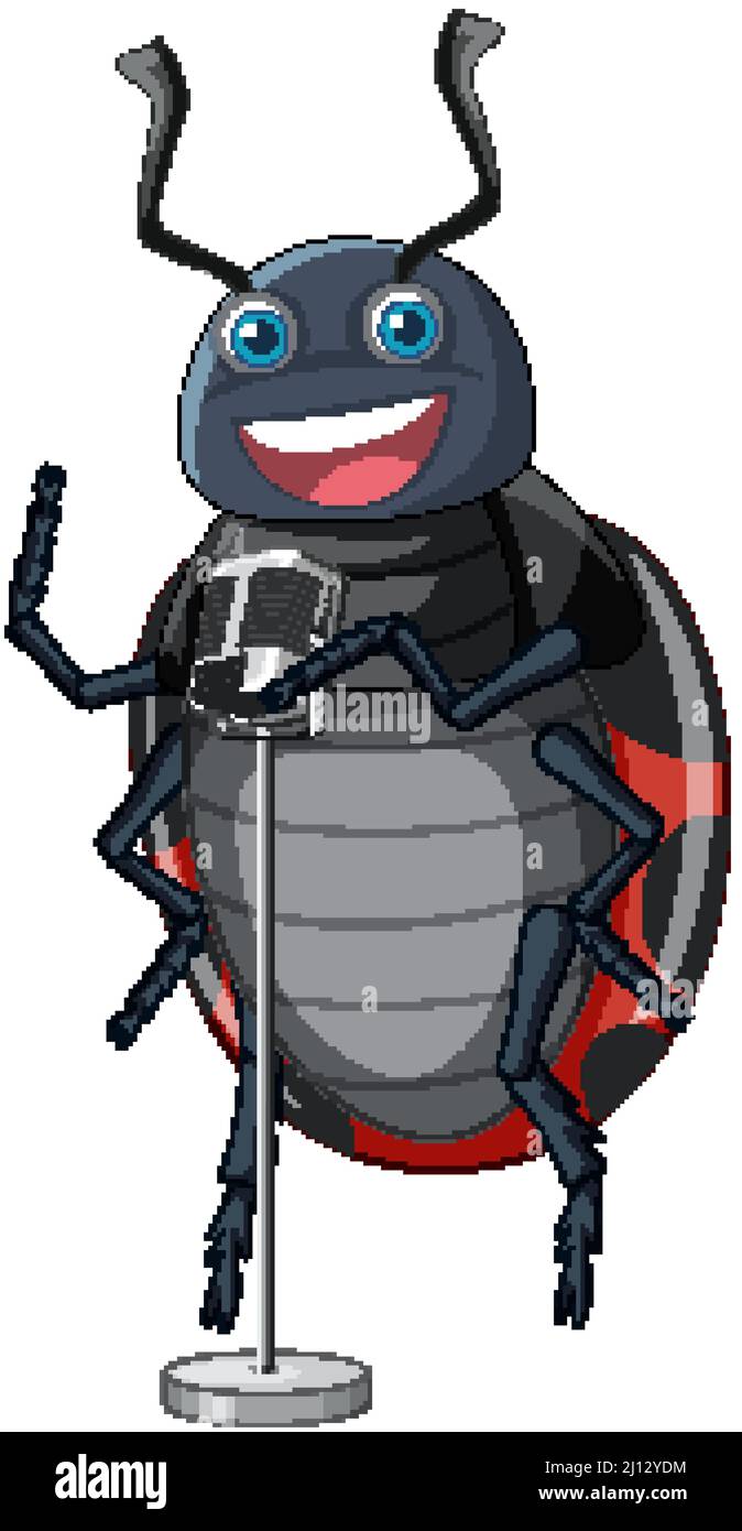 A ladybug singer cartoon character isolated illustration Stock Vector ...