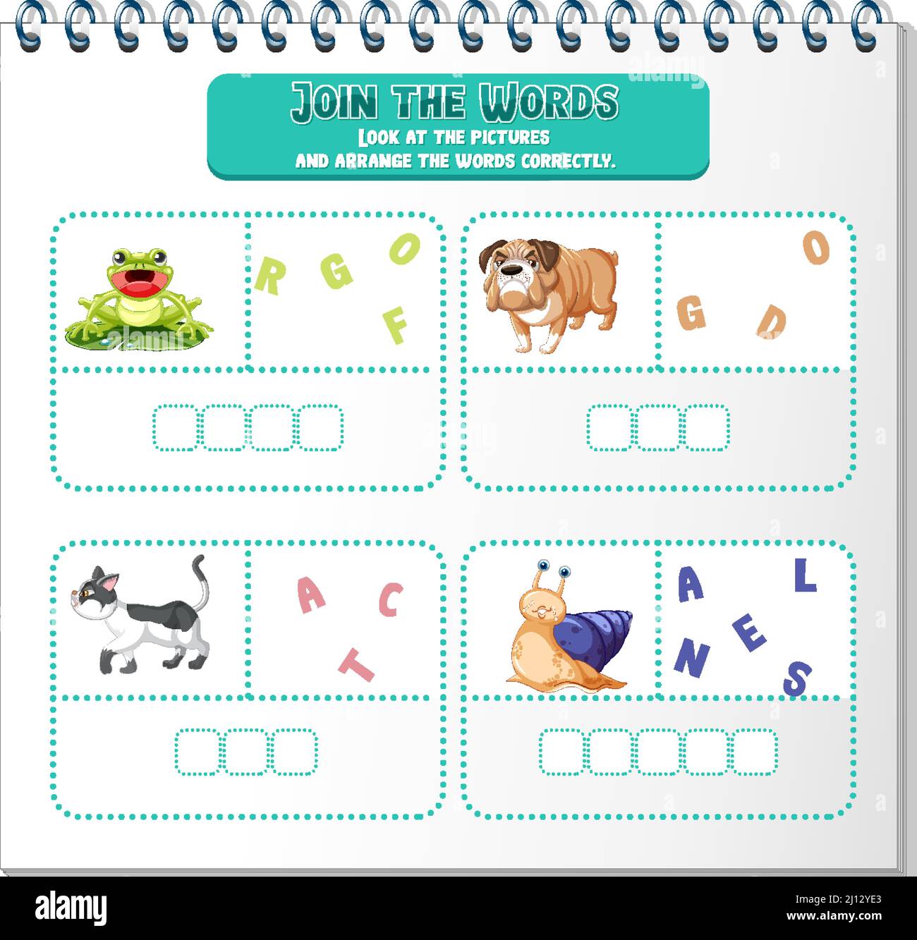 Arrange the letters in order with pictures illustration Stock Vector ...